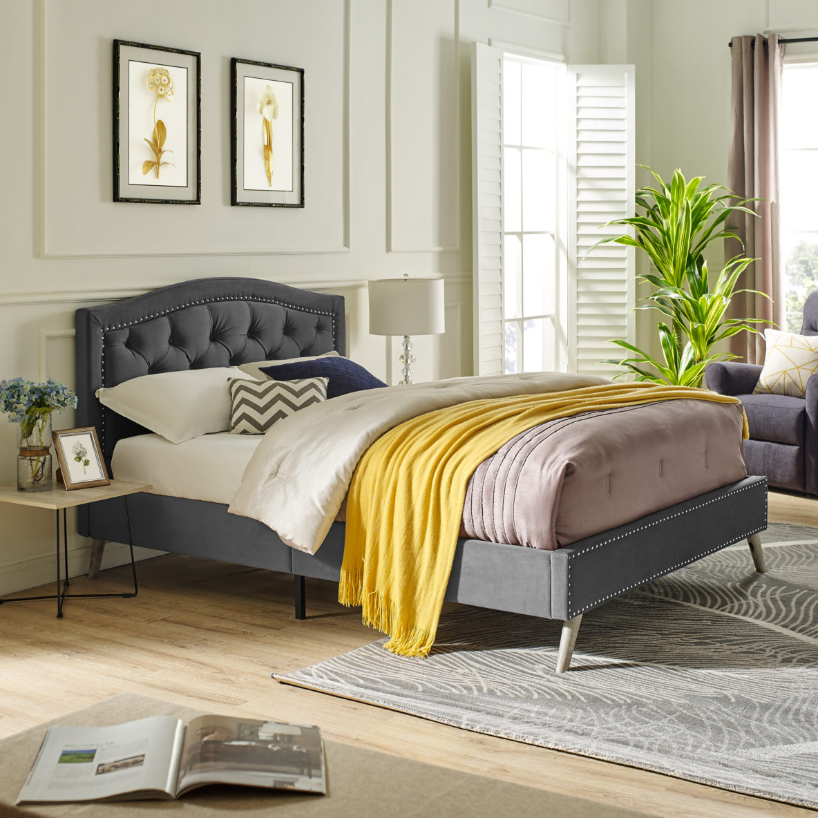 FULL AUSTIN UPHOLSTERED PLATFORM BED, MIDNIGHT - Imperial Mattress ...