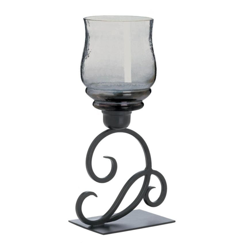 SMOKED GLASS CURSIVE CANDLE STAND - Imperial Mattress & Furniture